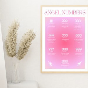 Angel Numbers Wall Art Digital Download, Pink Aura, Trendy Home Decor ...