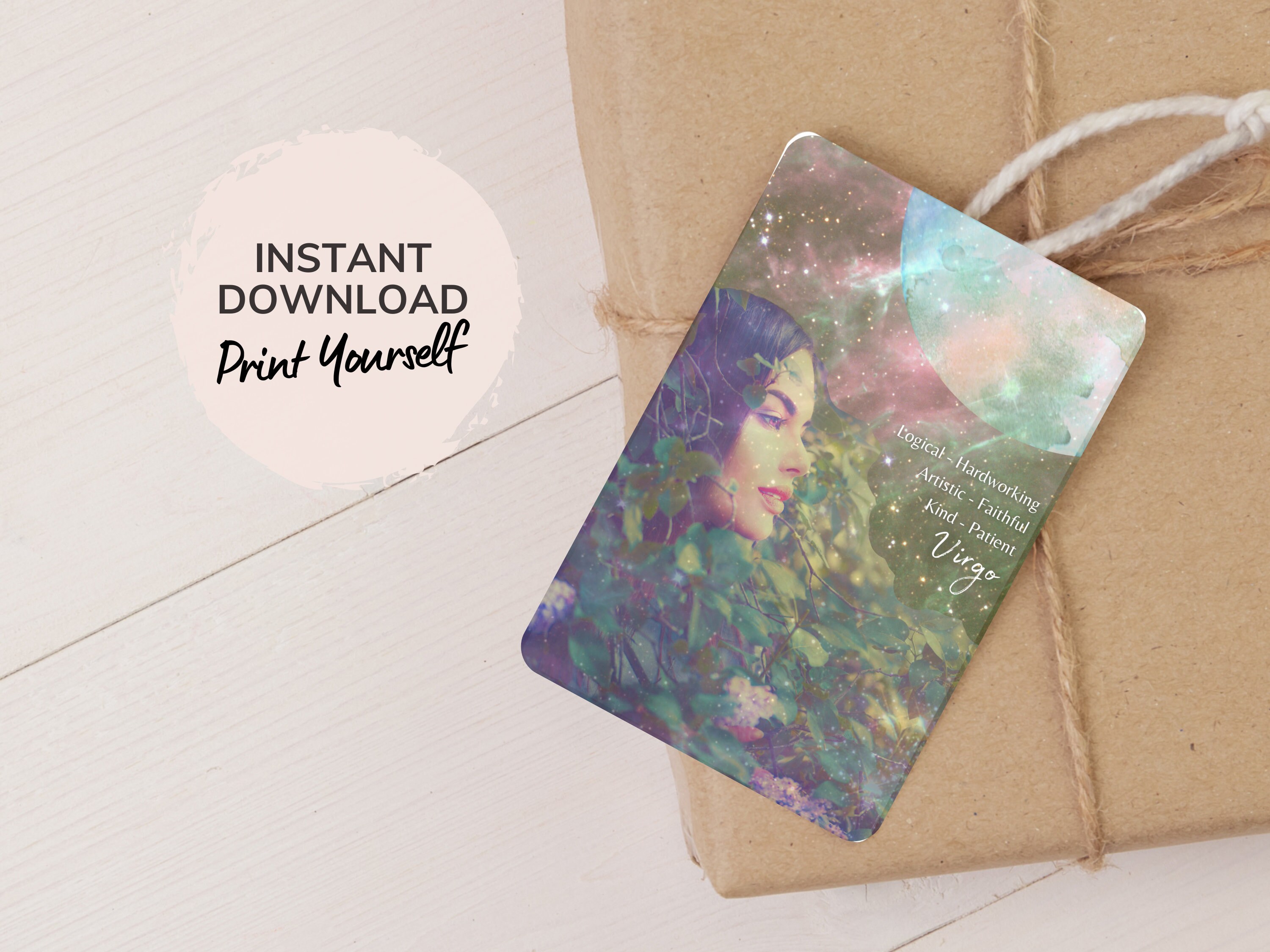Virgo Zodiac Printable Gift Tag Celestial Style Downloadable - Etsy