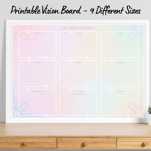 Printable Vision Board Kit in Gradient Pastel Colours, Dream Board ...