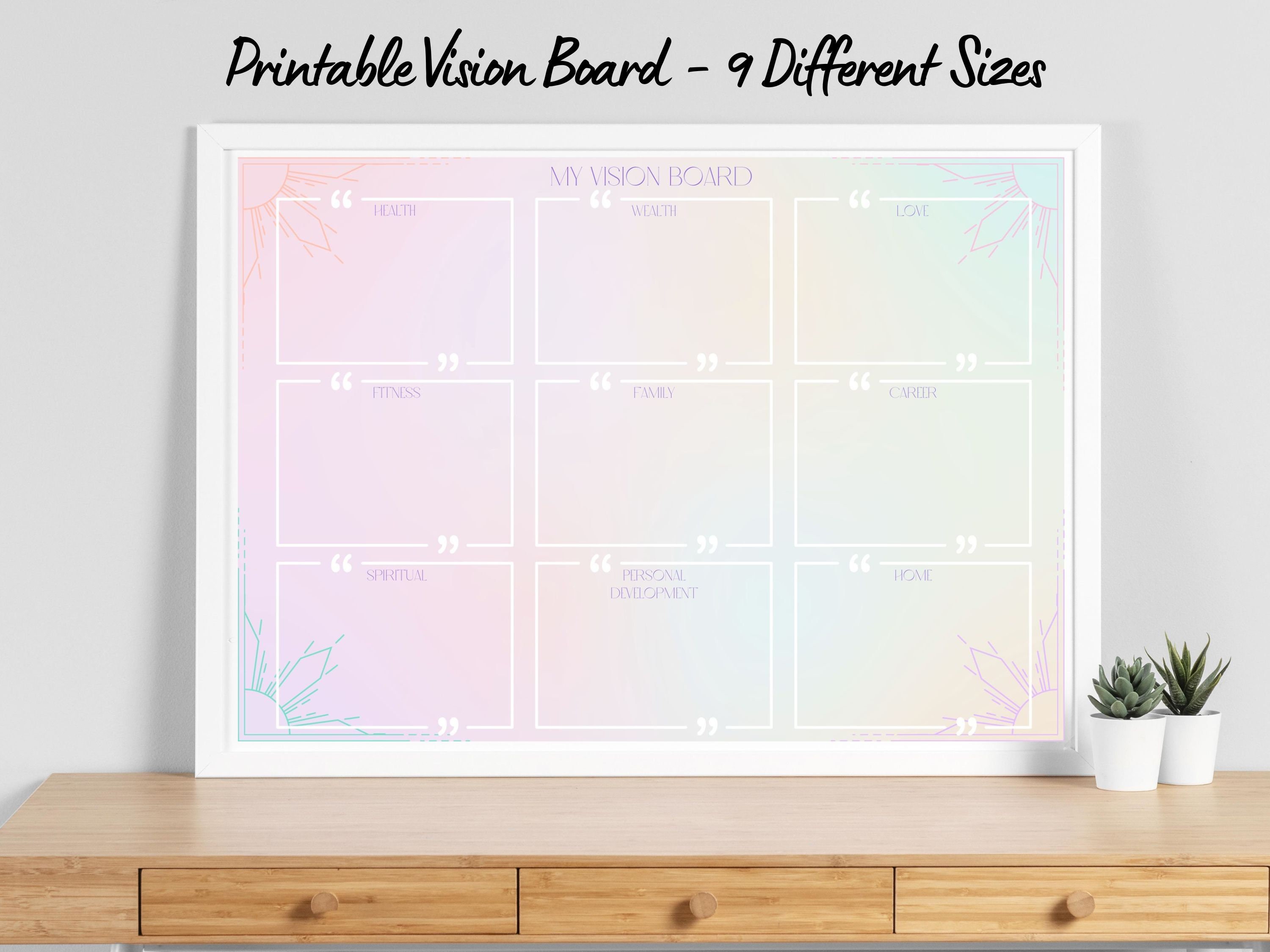 Printable Vision Board Kit in Gradient Pastel Colours, Dream Board ...
