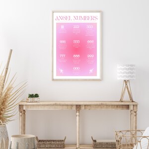 Angel Numbers Wall Art Digital Download, Pink Aura, Trendy Home Decor ...