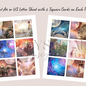 Set of 12 Printable Zodiac Cards, Astrology Packaging Inserts, Star ...
