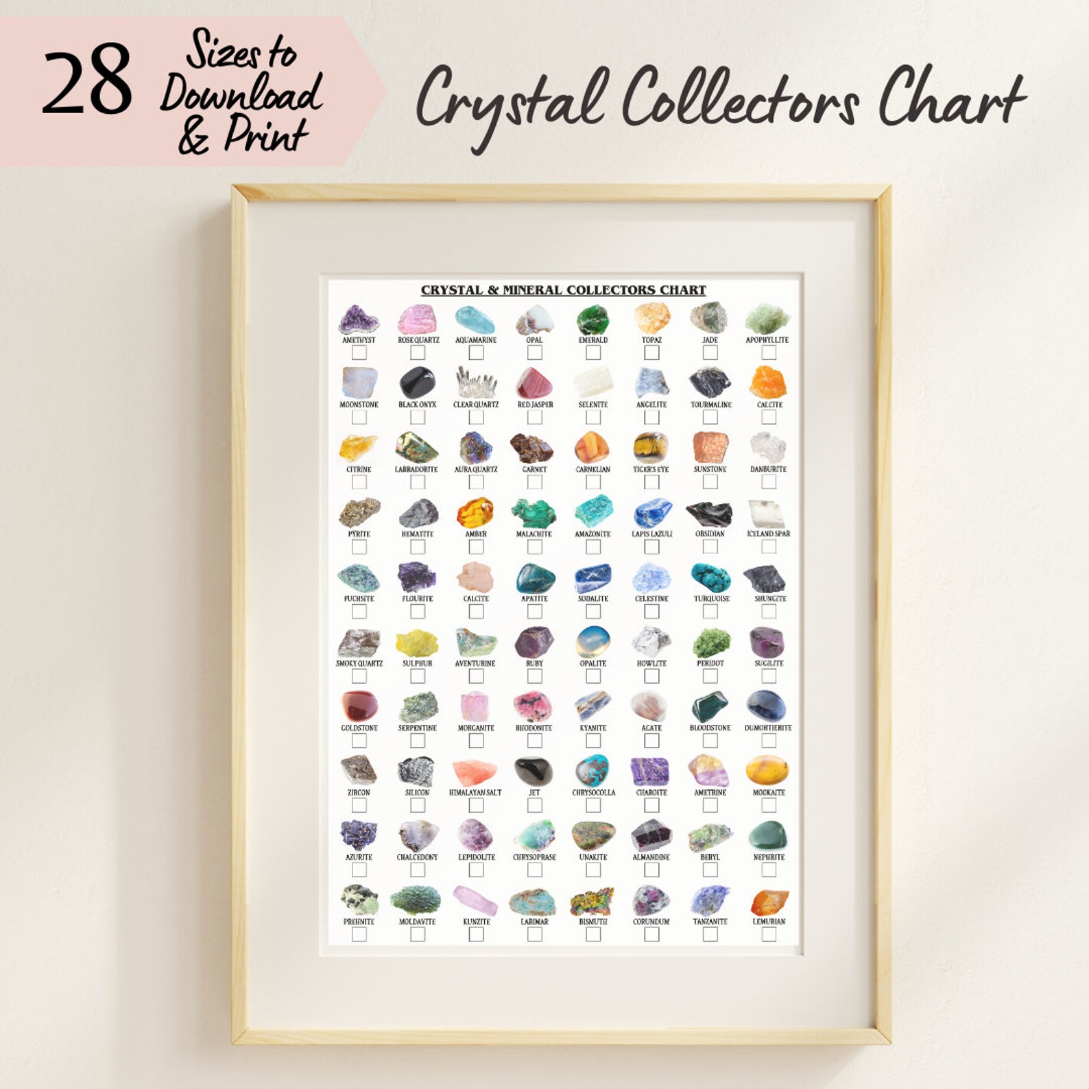 Printable Crystal Collectors Chart, 80 Crystals to Tick off as You ...