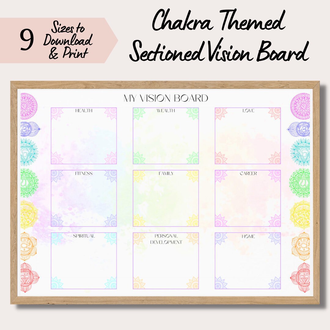 Chakra Printable Vision Board, Template for Goals & Images, Printable ...