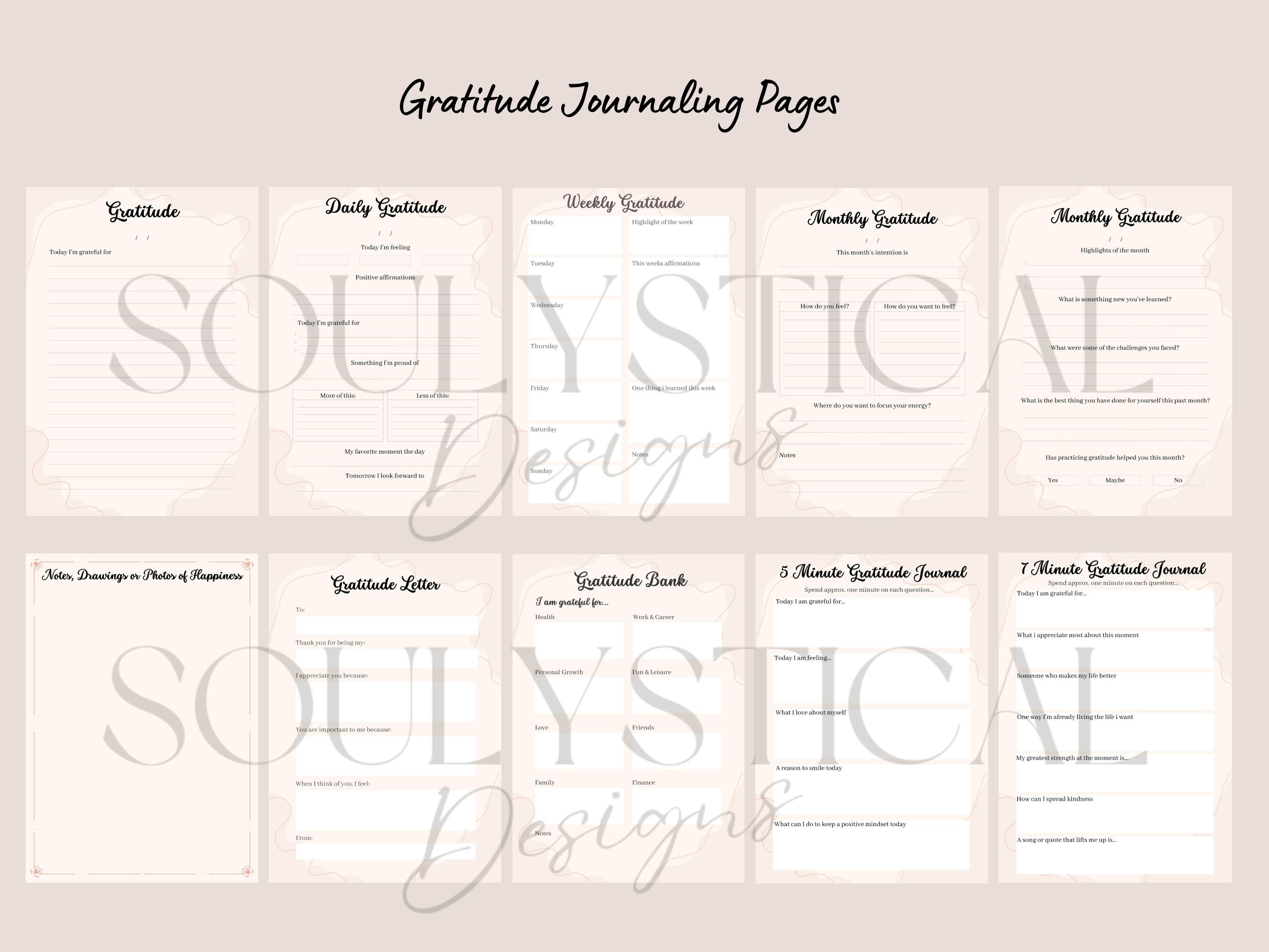 Printable Gratitude Journal Bundle, Downloadable Self Development ...