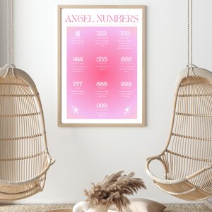 Angel Numbers Wall Art Digital Download, Pink Aura, Trendy Home Decor ...