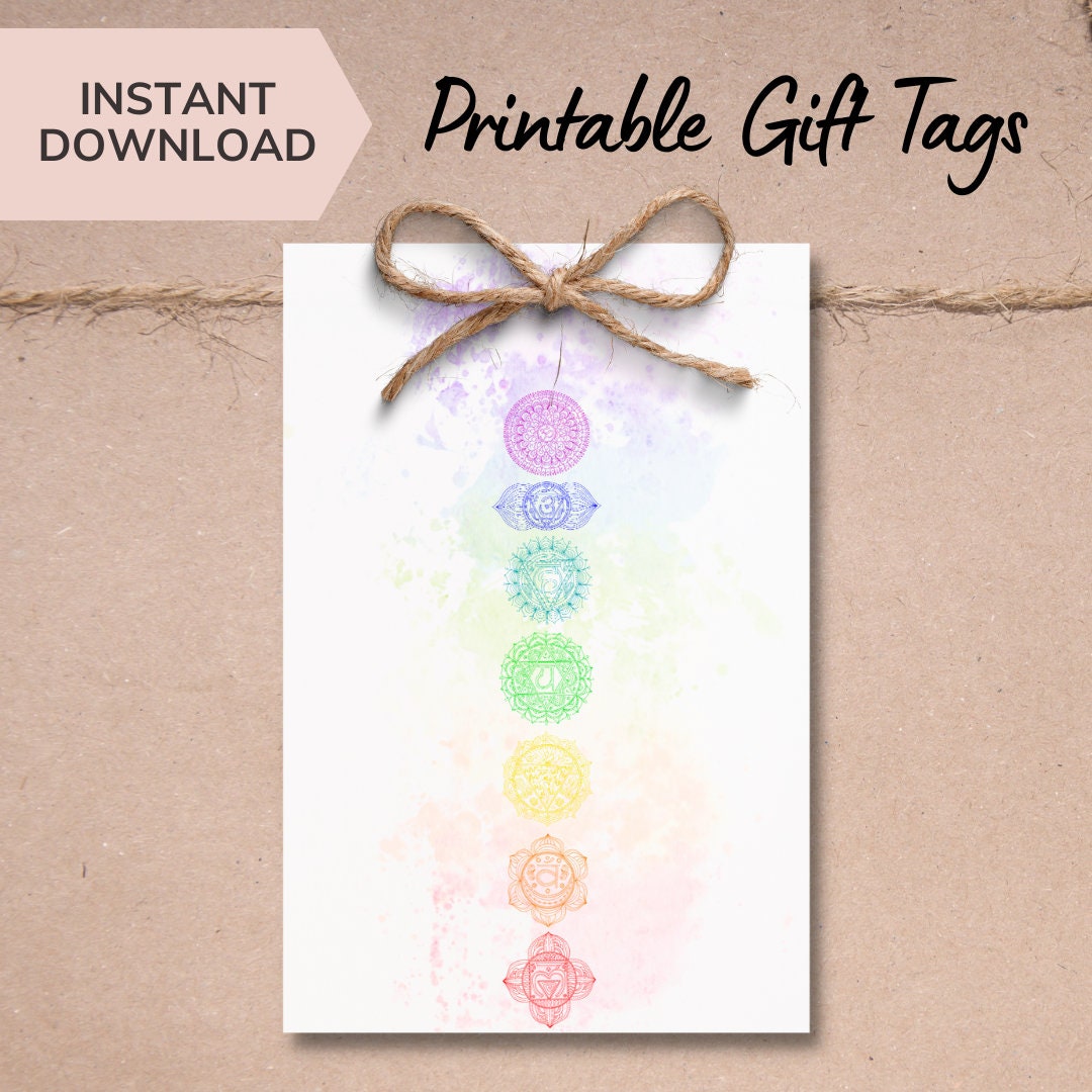 Printable Chakra Gift Tags, Watercolour Style Seven Chakras ...