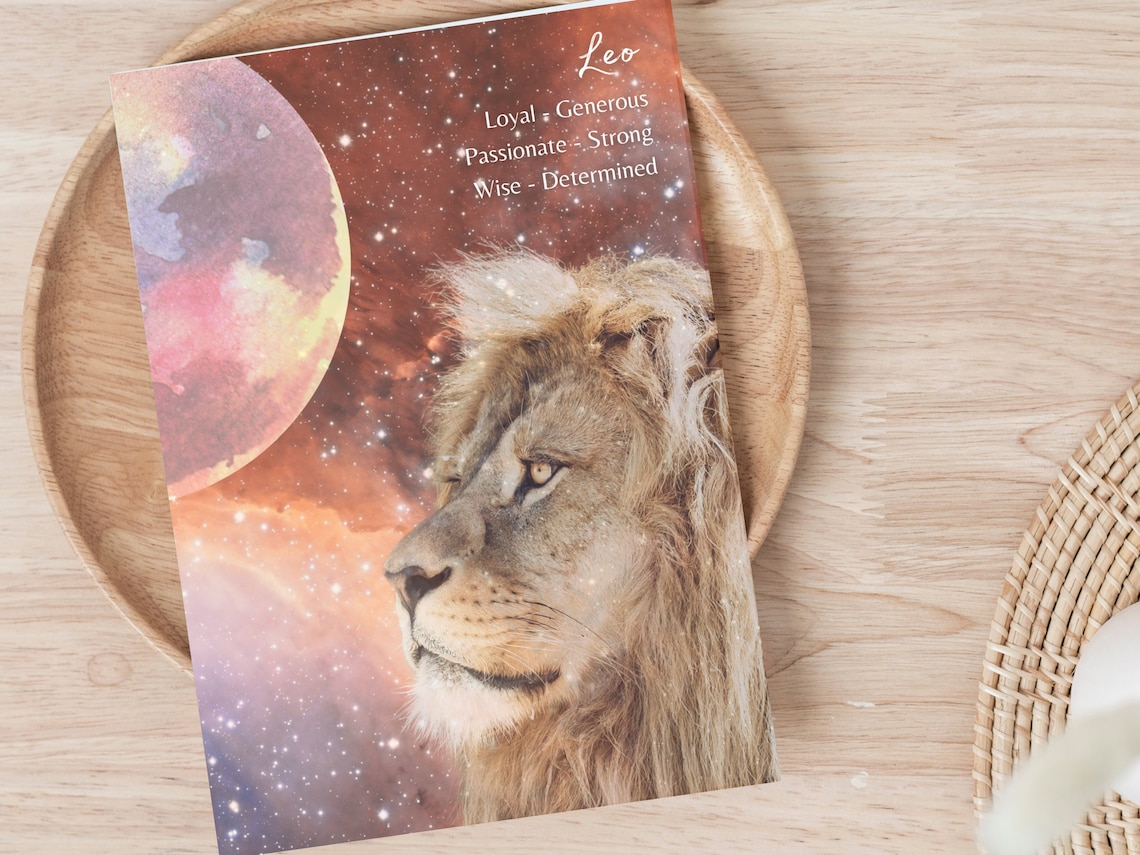 Leo Zodiac Greetings Card, Celestial Design Printable Download Birthday ...
