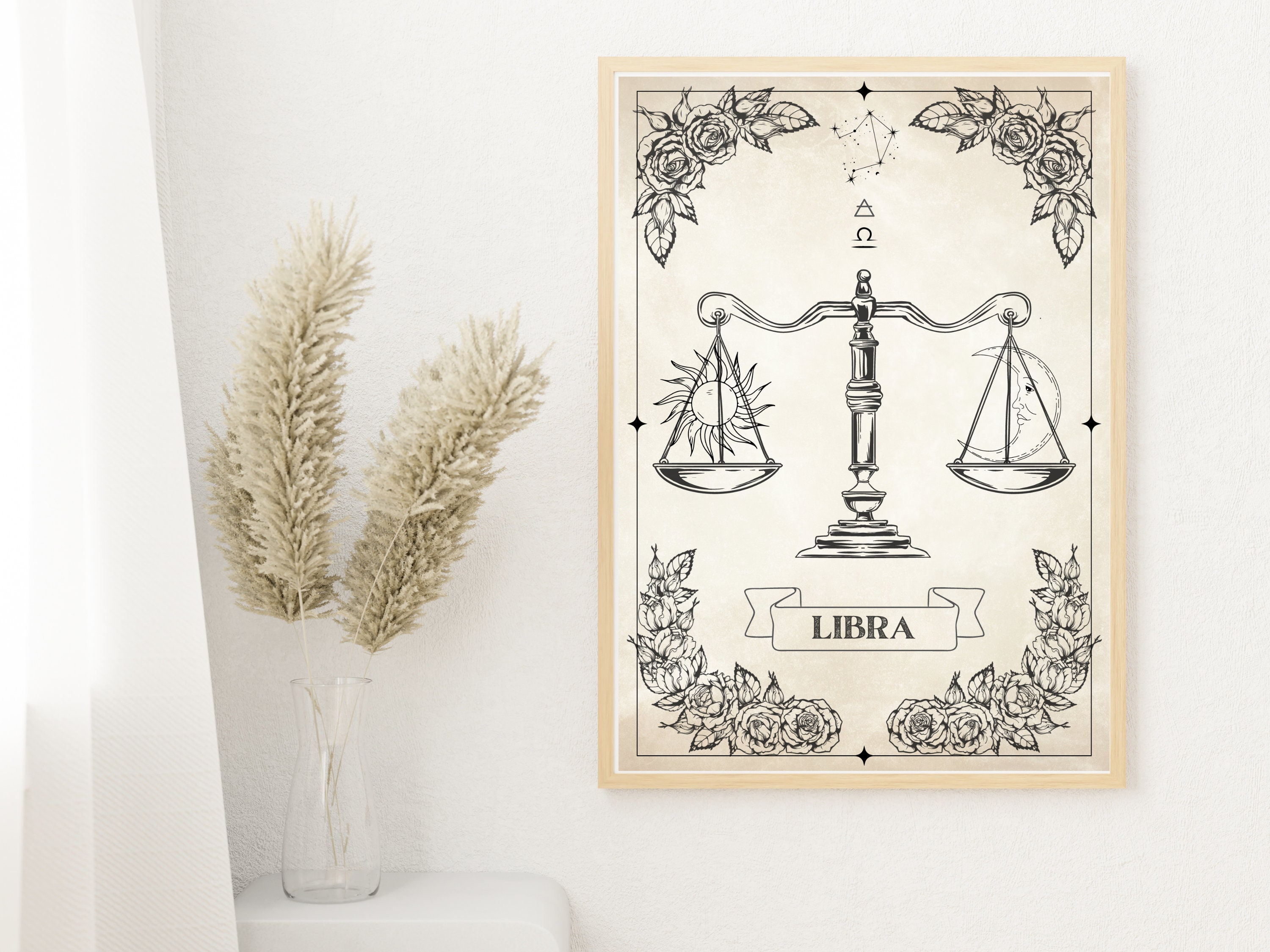 Printable Libra Zodiac Wall Art, Beautiful Vintage Style Libra the ...
