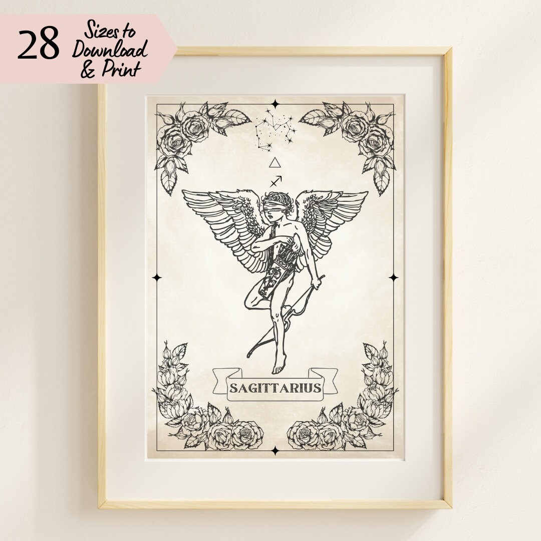 Printable Sagittarius Zodiac Wall Art, Vintage Style Sagittarius the ...