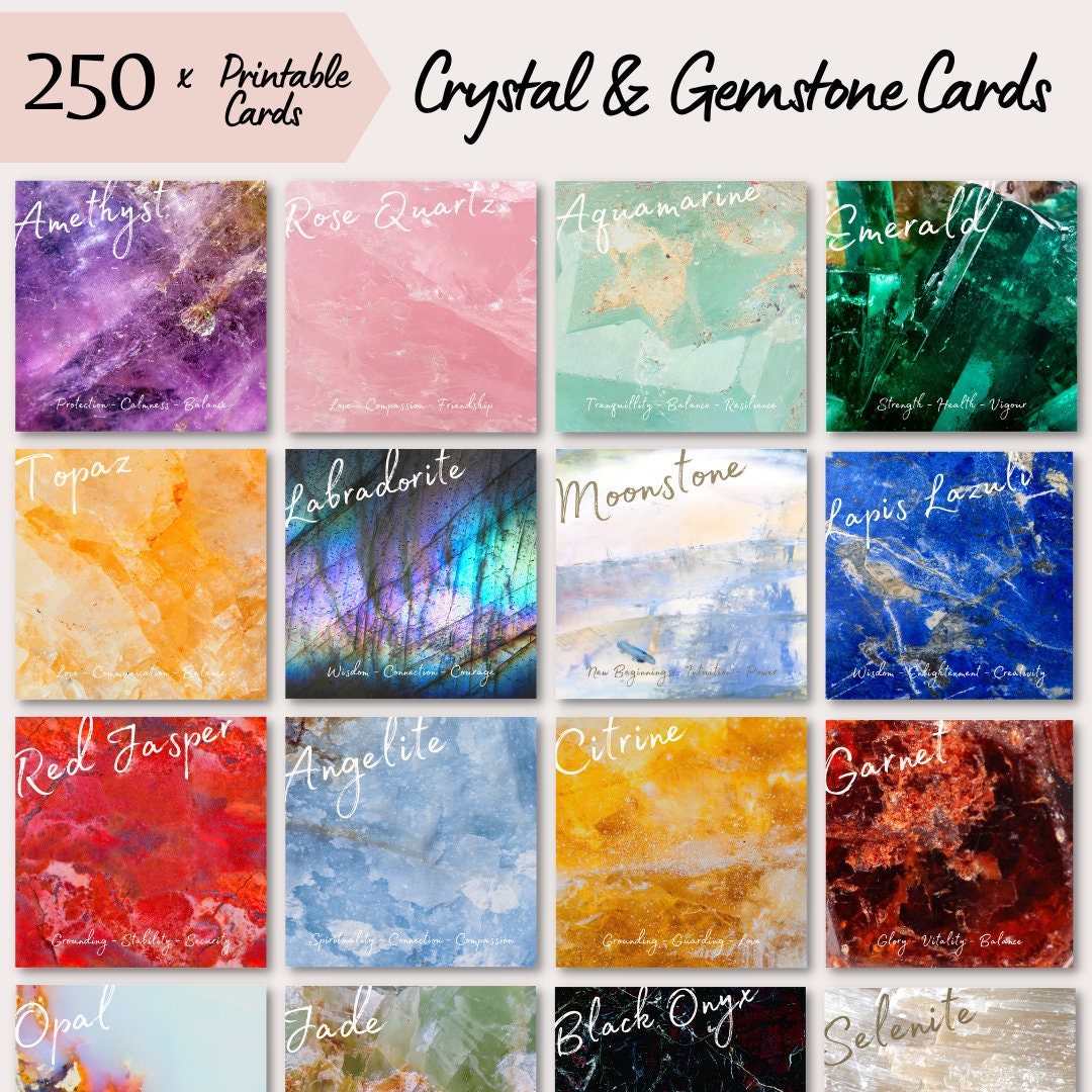 250 Printable Crystal Cards, Square Full Image Close Up, Crystal ...