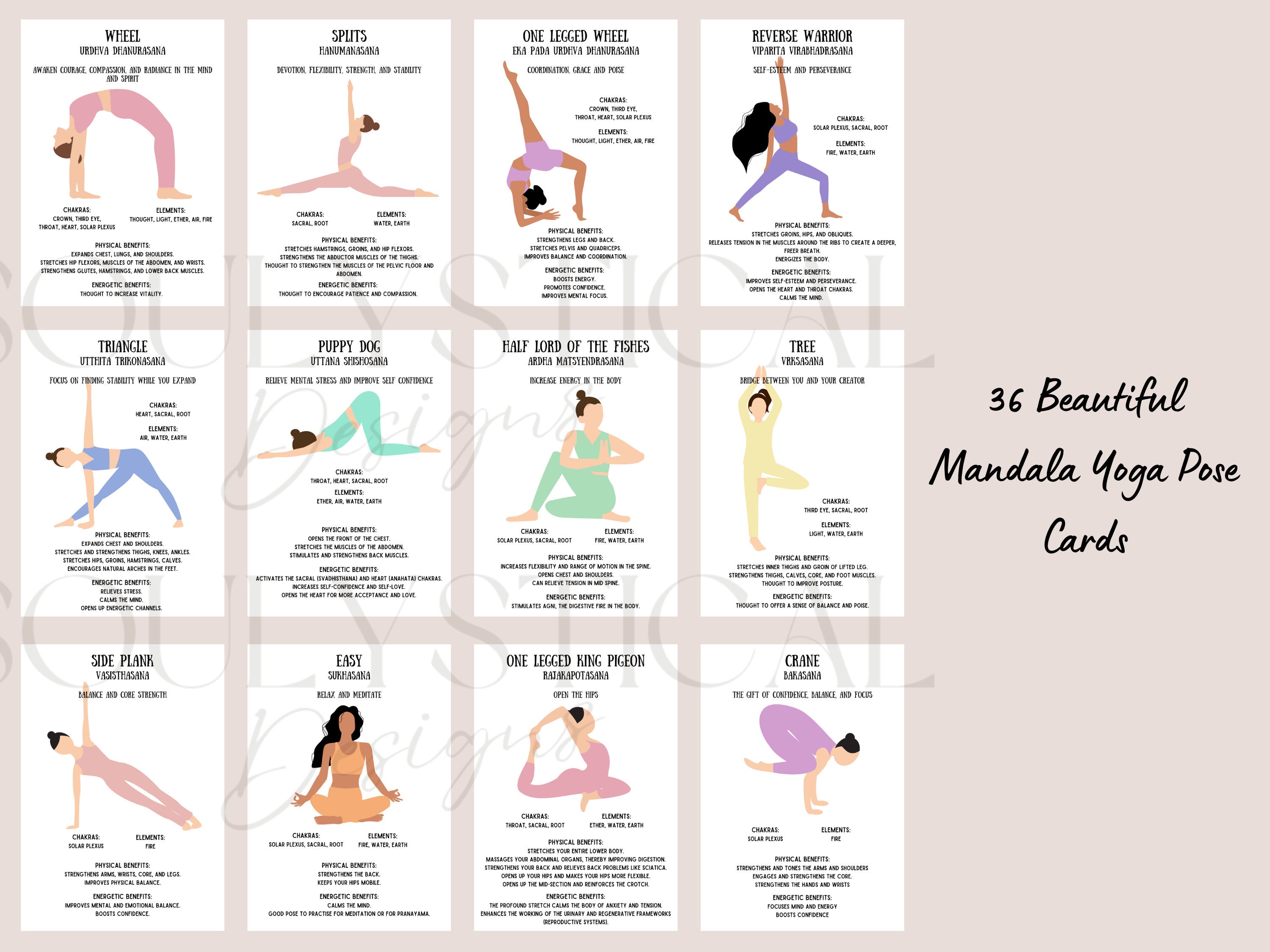 Yoga Pose Printable Cards, White Background, Flashcards for Yoga ...
