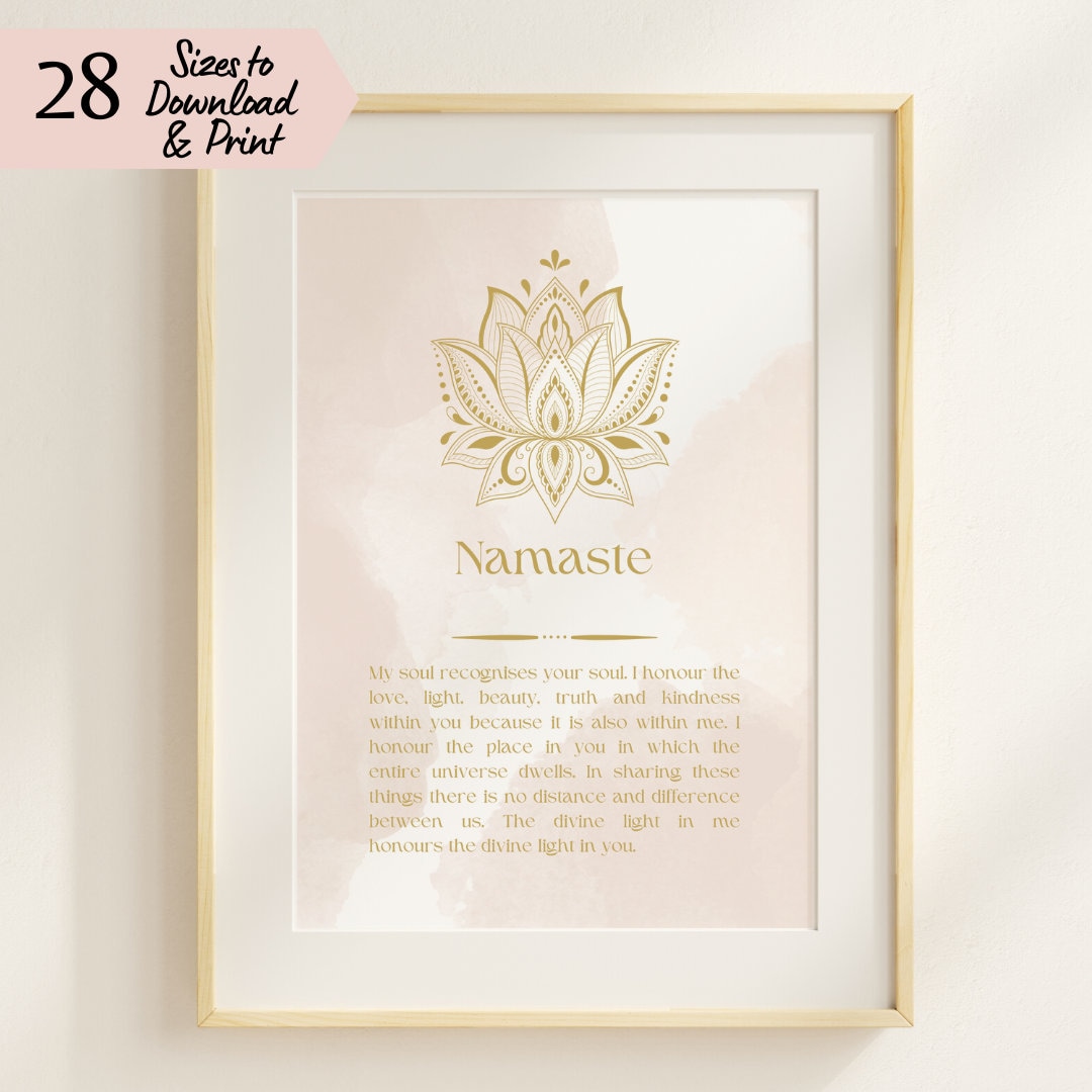 Namaste Lotus Flower Wall Art Instant Digital Download, Watercolour ...