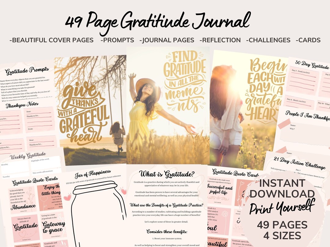 Printable Gratitude Journal Bundle Downloadable Self - Etsy