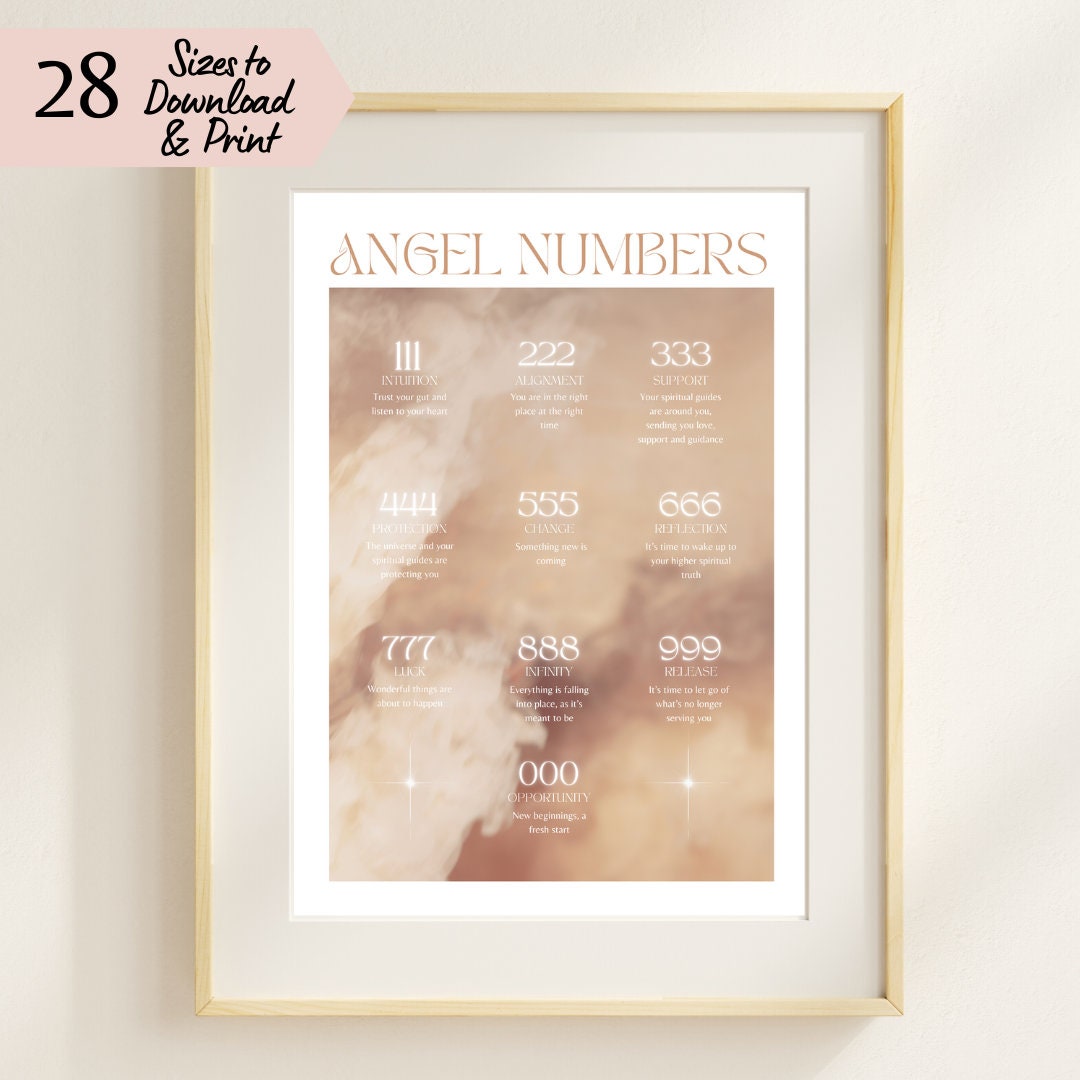 Angel Numbers Wall Art Digital Download, Neutral Clouds Trendy Home ...