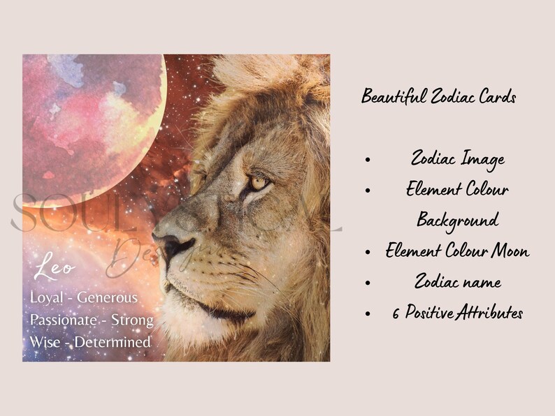 Set of 12 Printable Zodiac Cards, Astrology Packaging Inserts, Star ...