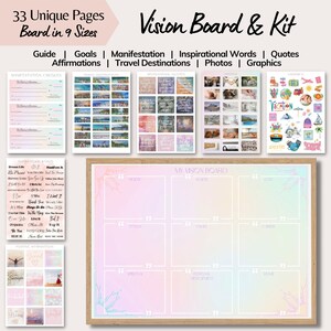 Printable Vision Board Kit in Gradient Pastel Colours, Dream Board ...