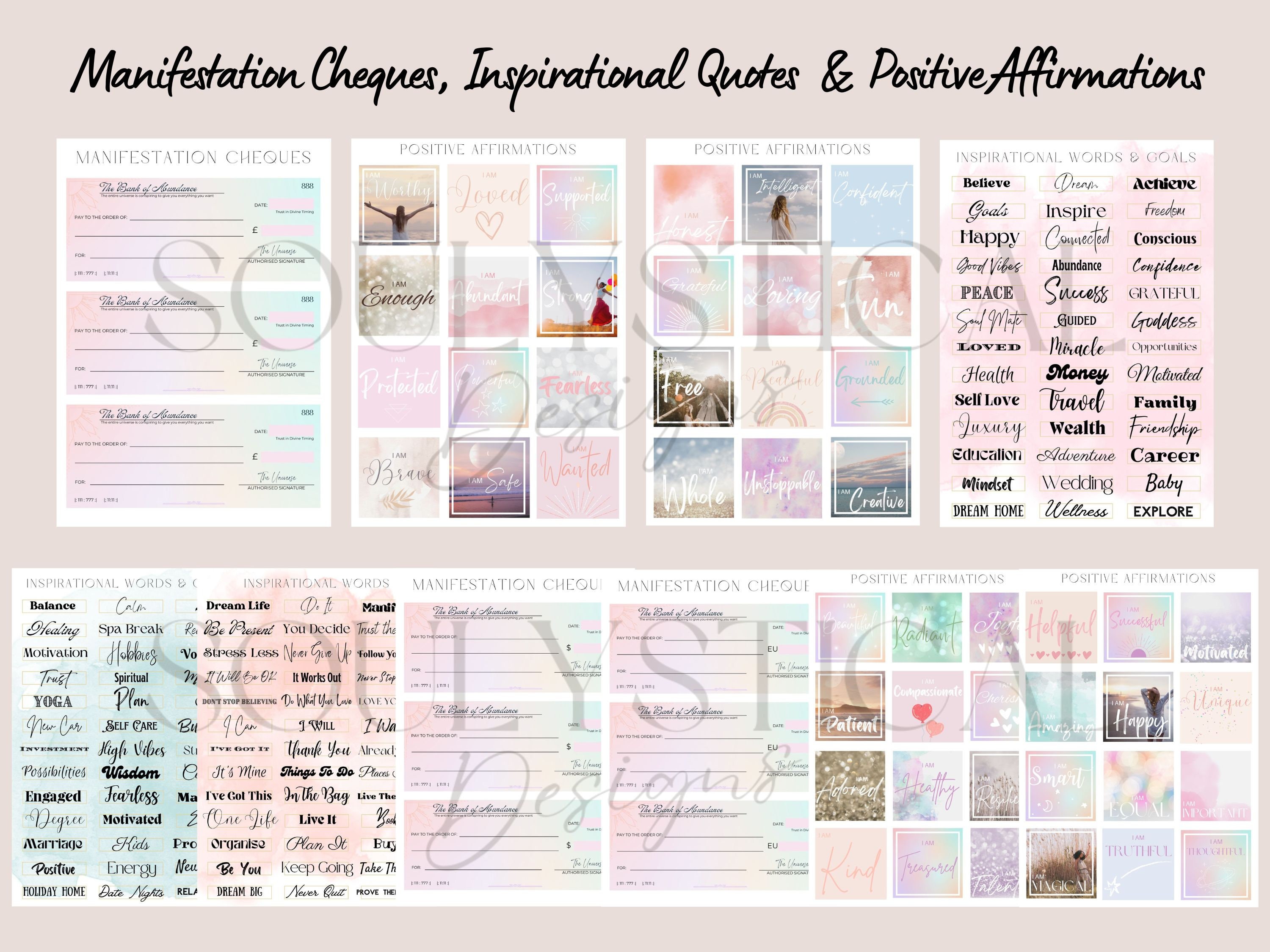 Printable Vision Board Kit in Gradient Pastel Colours, Dream Board ...