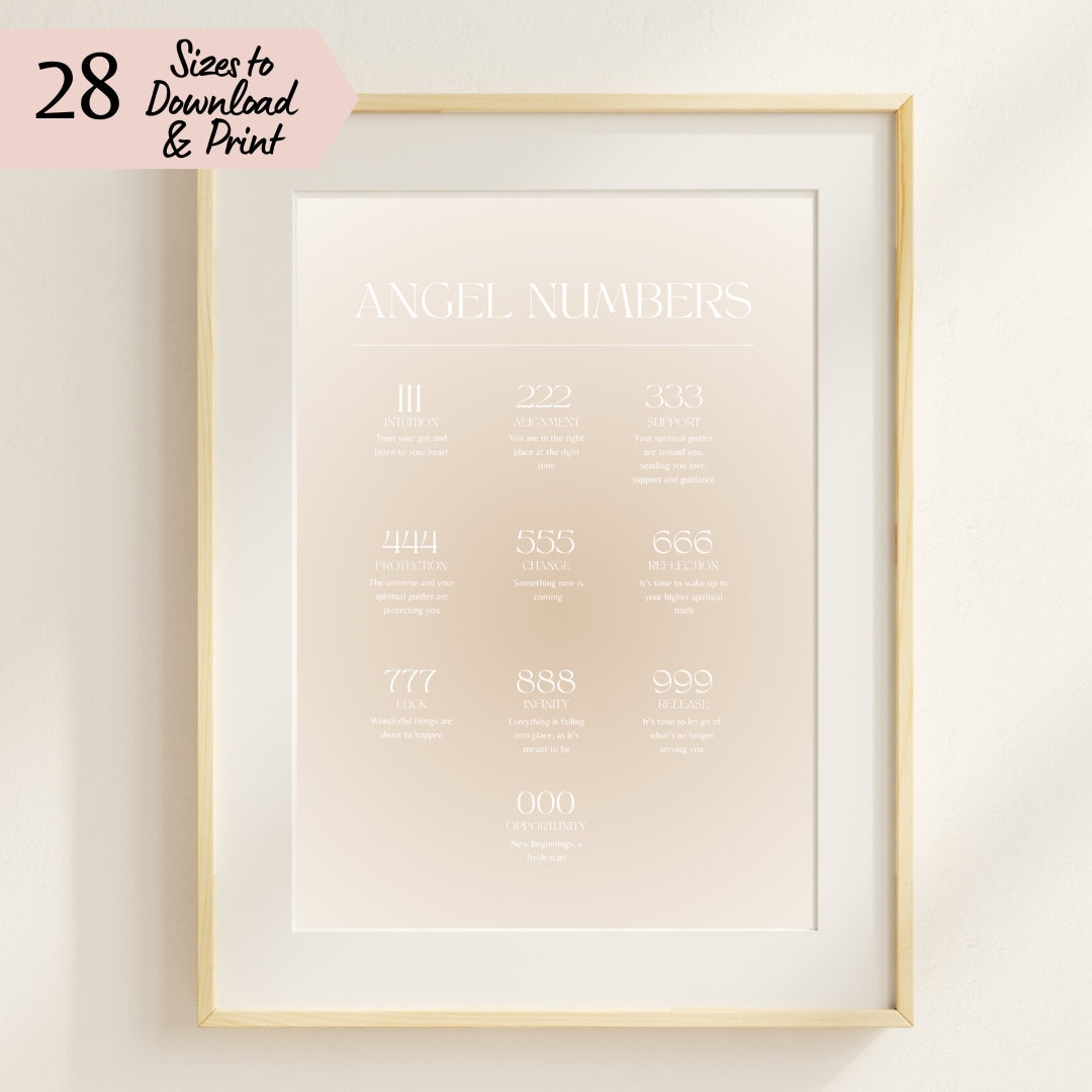 Angel Numbers Wall Art Digital Download, Delicate White, Neutral Home ...