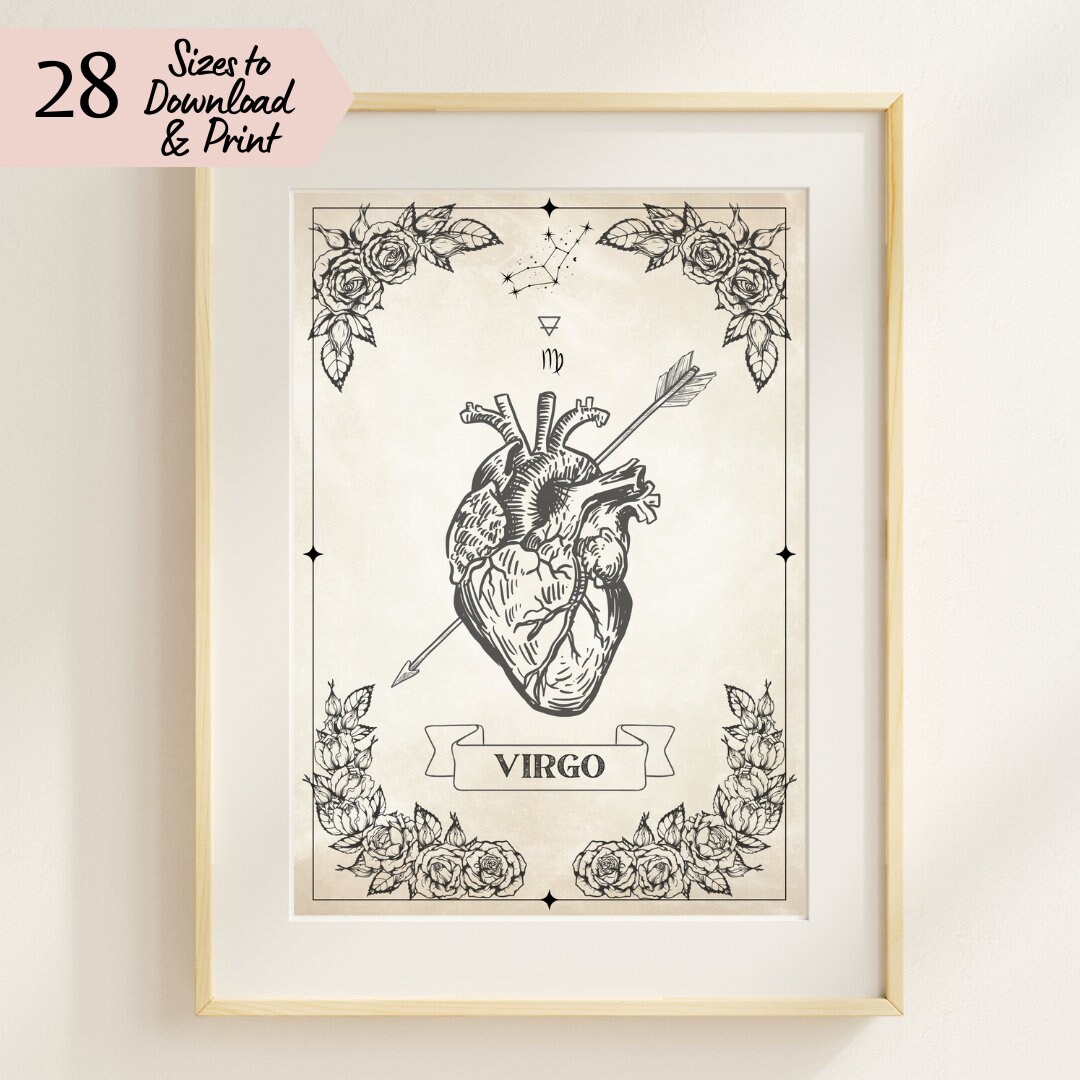 Printable Virgo Zodiac Wall Art, Beautiful Vintage Style Virgo the ...