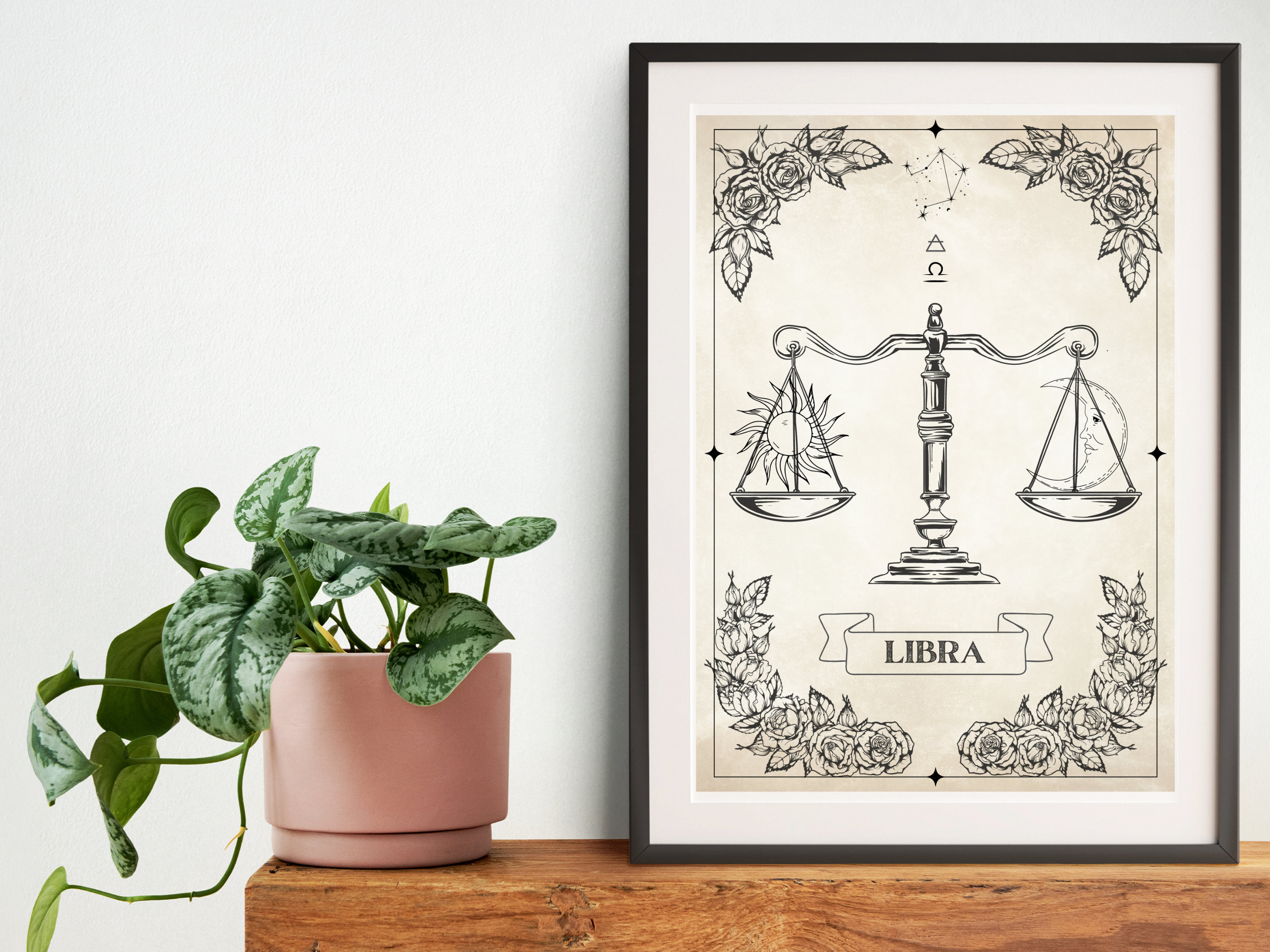 Printable Libra Zodiac Wall Art, Beautiful Vintage Style Libra the ...