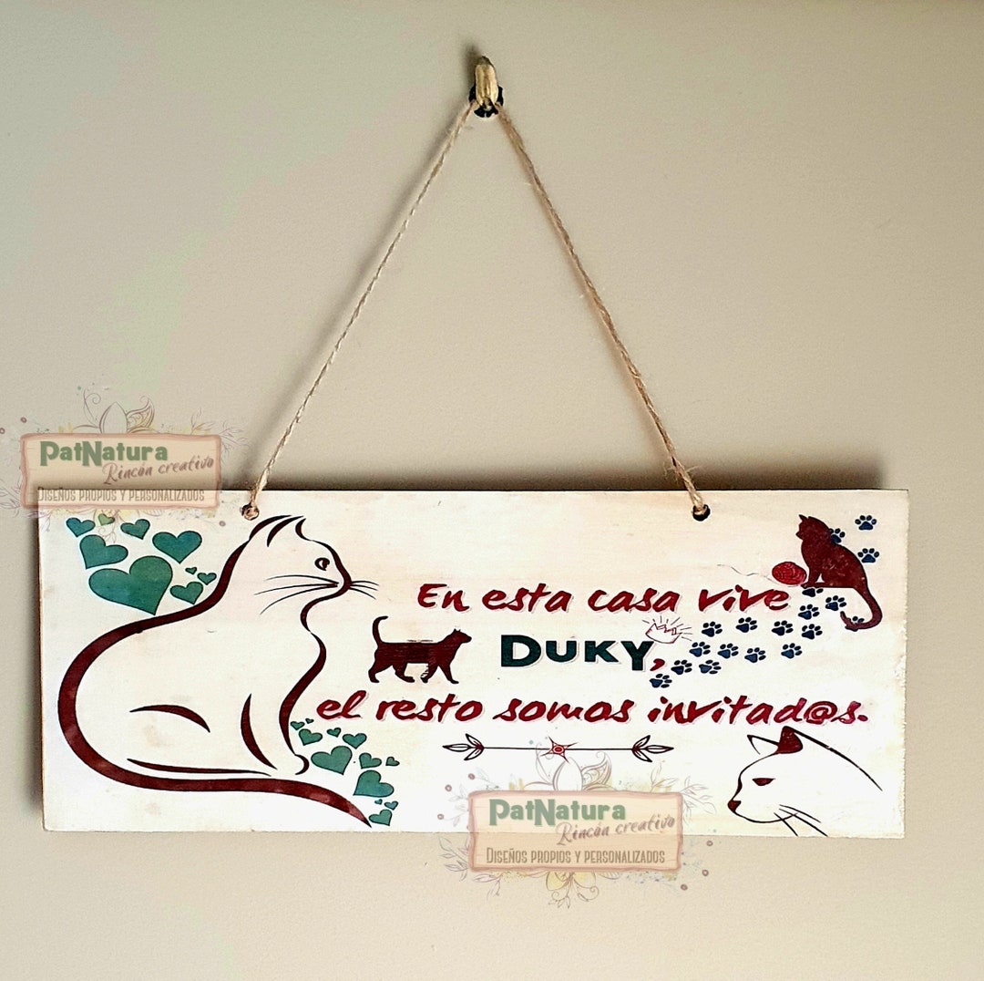 Cat Wooden Sign With Personalized Pet Name - Etsy