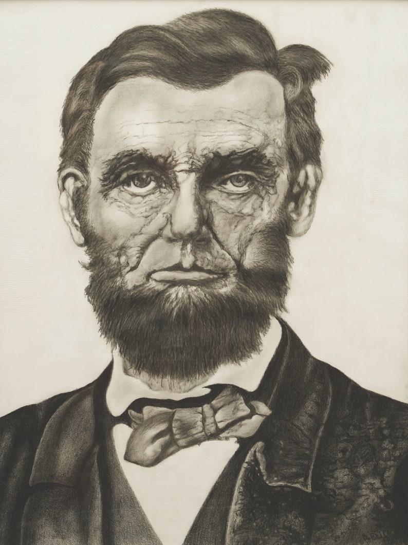 Lincoln Print of Original Pencil Drawing, Abe Lincoln Wall Art ...