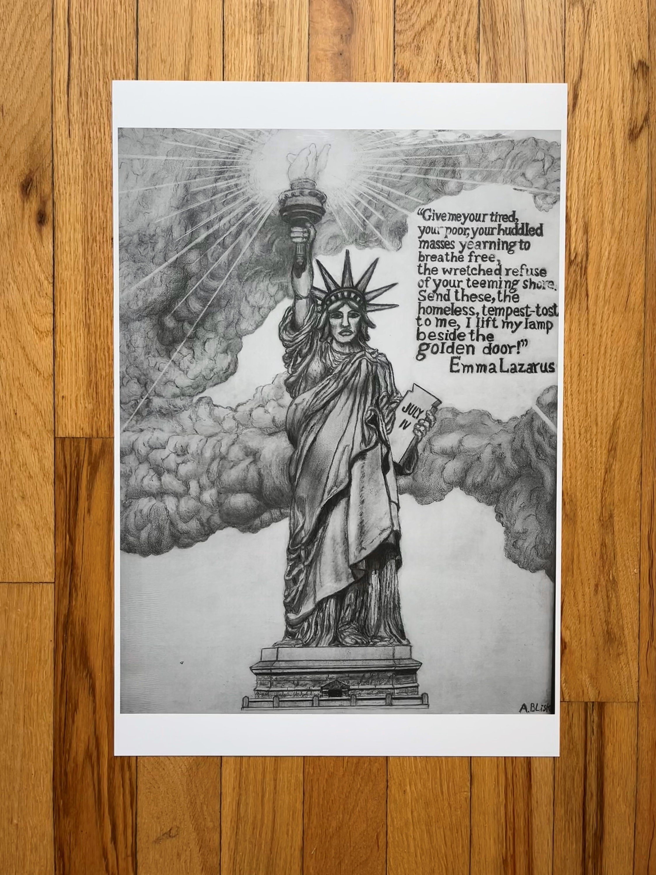 Statue of Liberty Print of Original Pencil Drawing, Patriotic Wall Art ...