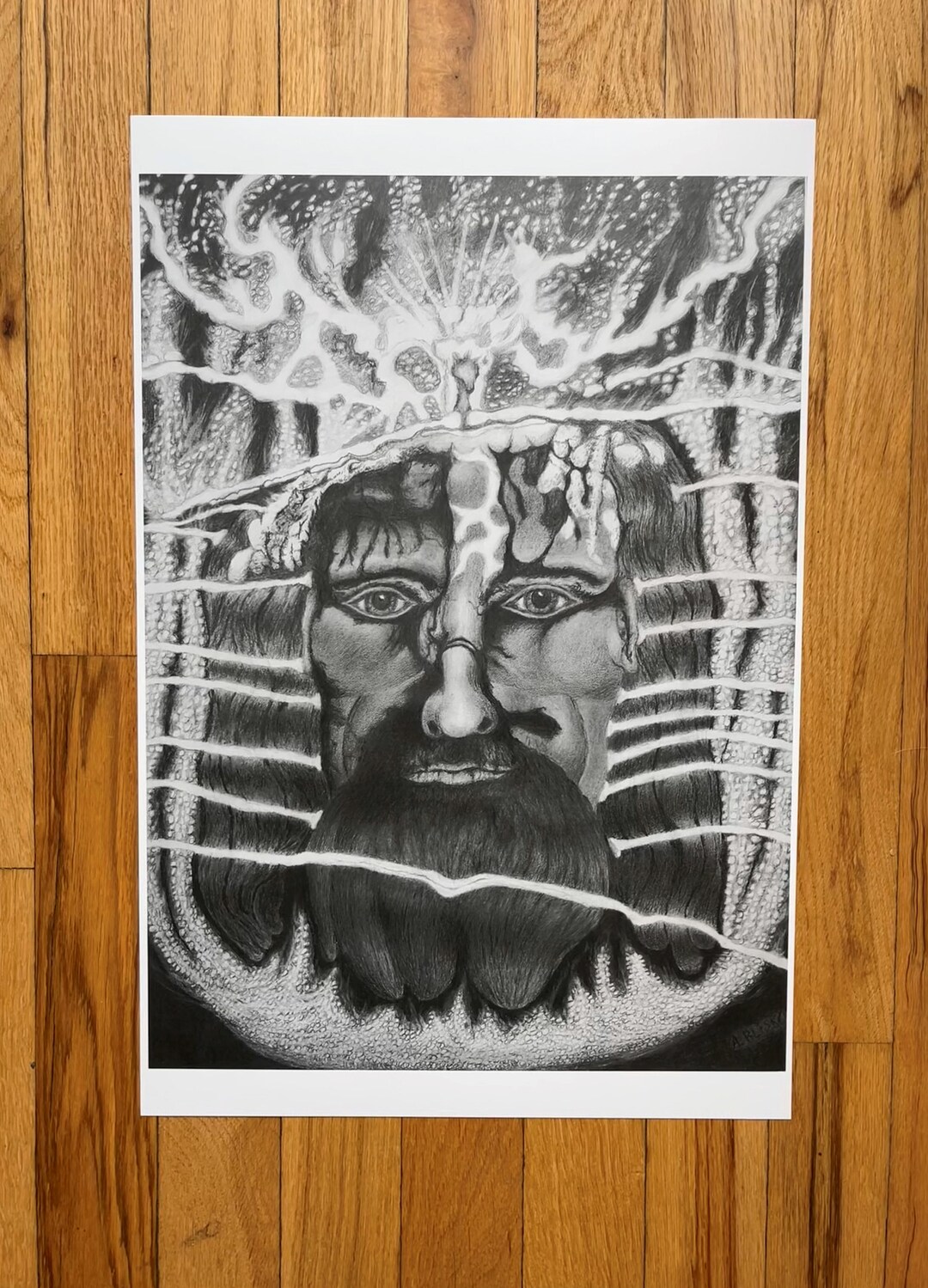 Shroud of Turin Print of Orginal Pencil Drawing, Jesus Transfiguration ...