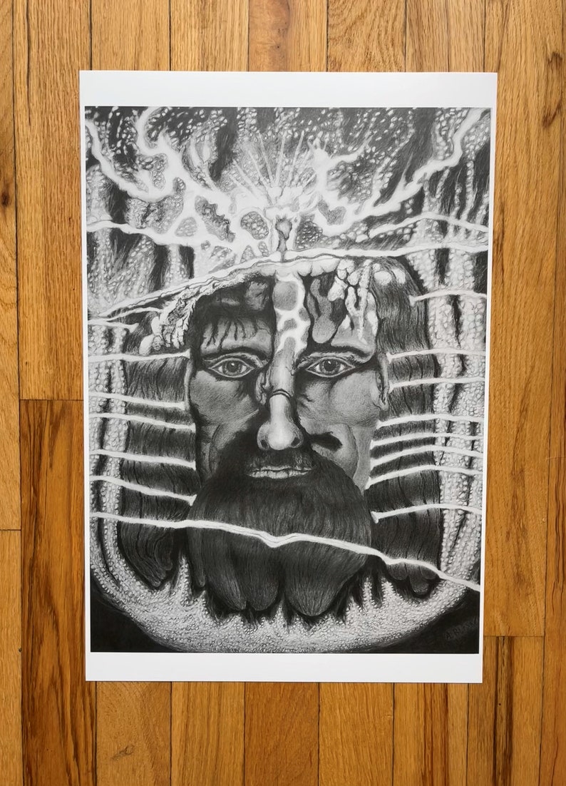 Shroud of Turin Print of Orginal Pencil Drawing, Jesus Transfiguration ...