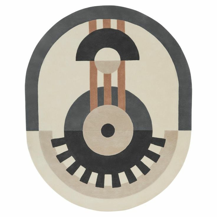 Oval Shape Luxury Rug Hand White Black Rug Handmade Modern Rug - Etsy