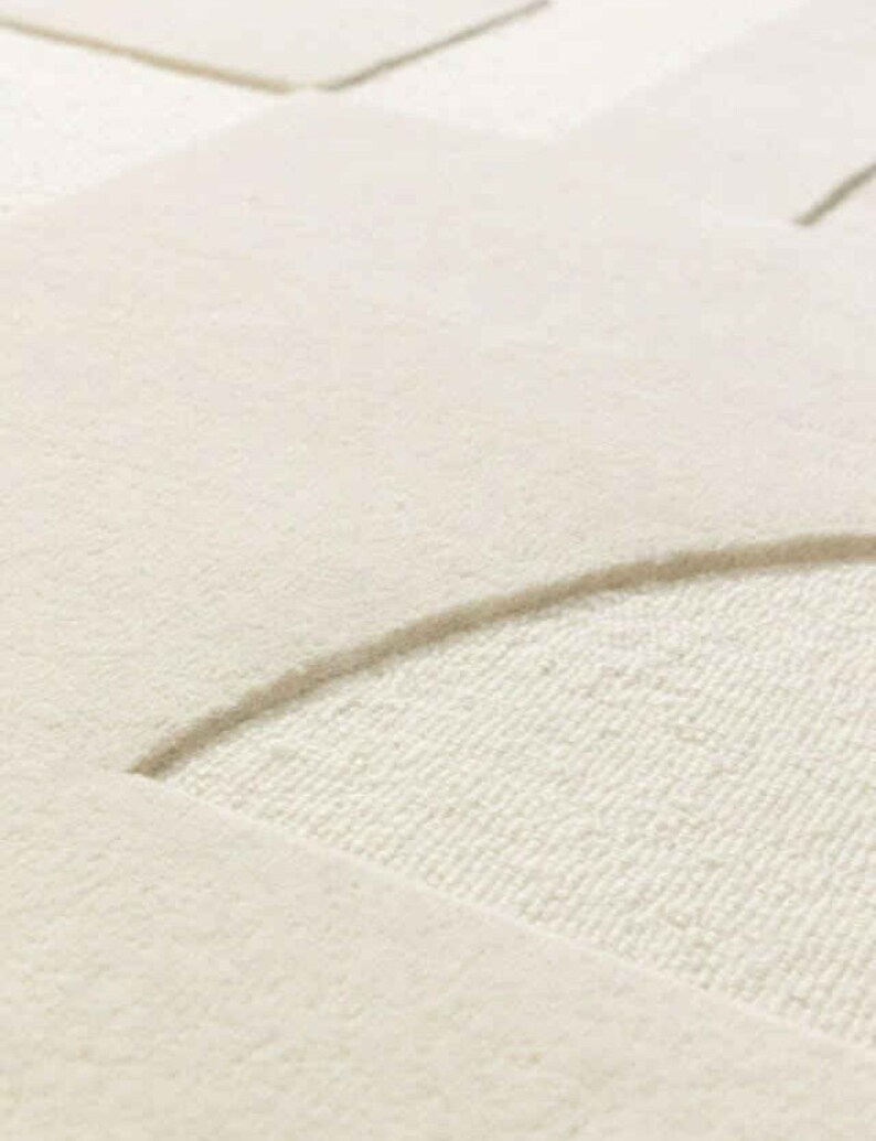 Modern Hand Tufted Rug Ivory High Low Area Rug Modern Wool Rug Handmade ...