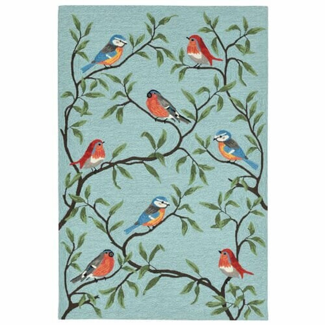 New Modern Hand Tufted Rug Birds on Tree Area Rug Handmade 100% Wool ...