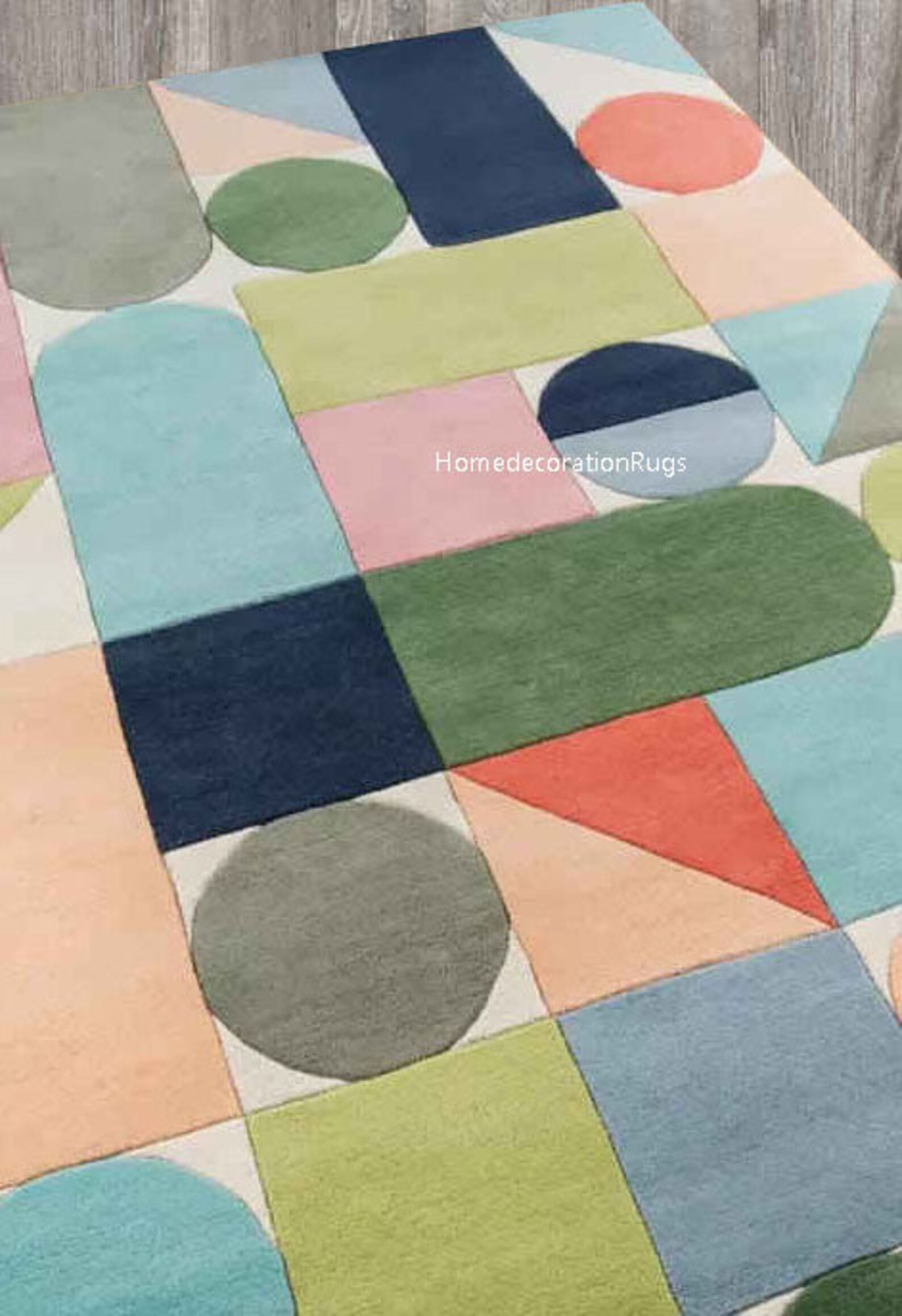Colorful Modern Rug Hand Tufted Area Rug Handmade Wool Rug Home Decor ...