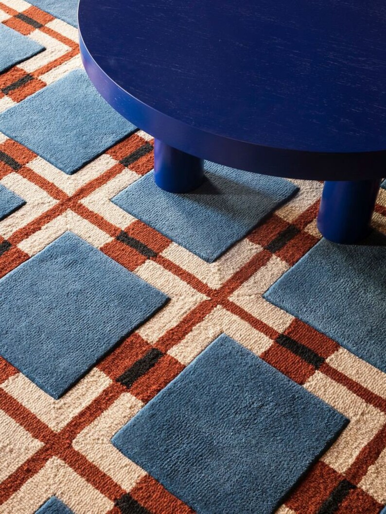 Large Area Rug Hand Tufted Rug 100% Soft Wool Handmade Geometric Rug ...