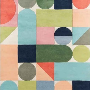 Colorful Modern Rug Hand Tufted Area Rug Handmade Wool Rug Home Decor ...