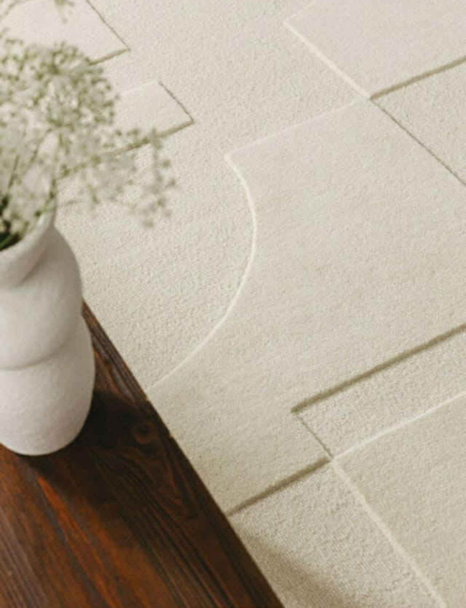 Modern Hand Tufted Rug Ivory High Low Area Rug Modern Wool Rug Handmade ...