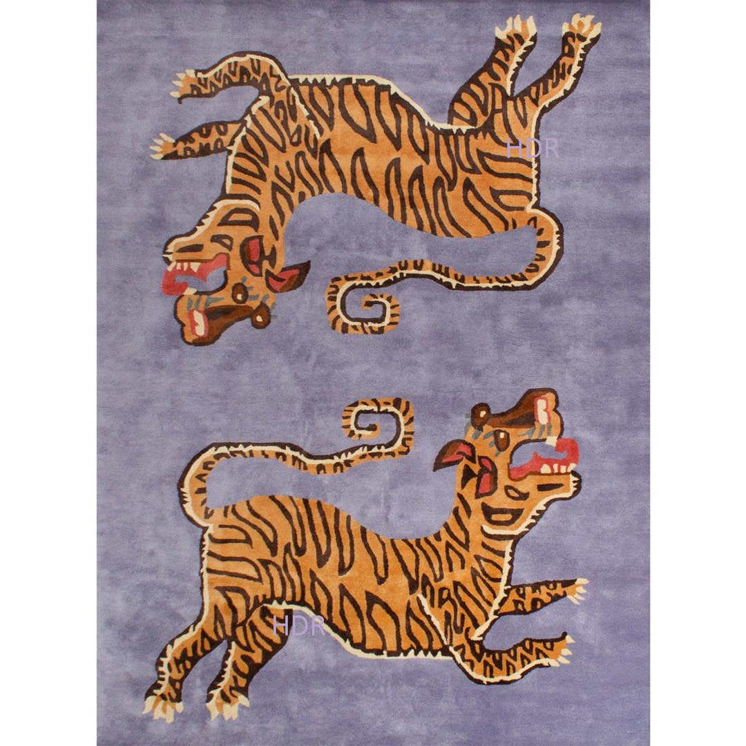 Hand Tufted Tibetan Tiger Rug Animal Modern Rug Handmade 100% Wool Rug ...