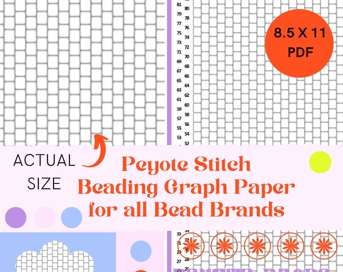Brick Stitch, Peyote Stitch and Loom Stitch Beading Graph Paper,11/0 ...