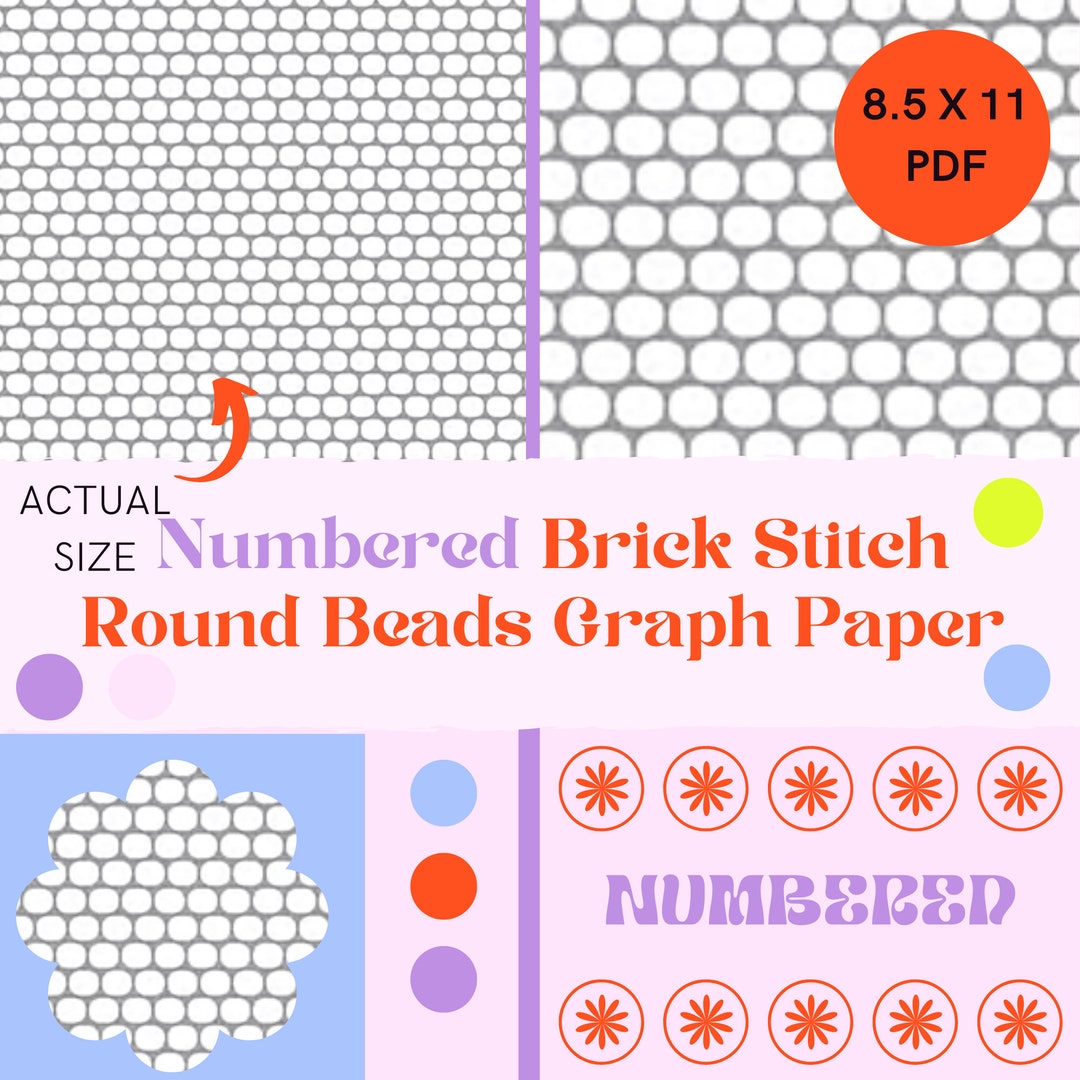 Numbered Brick Stitch Graph Paper, Earring Graph Paper, Seed Bead Graph ...