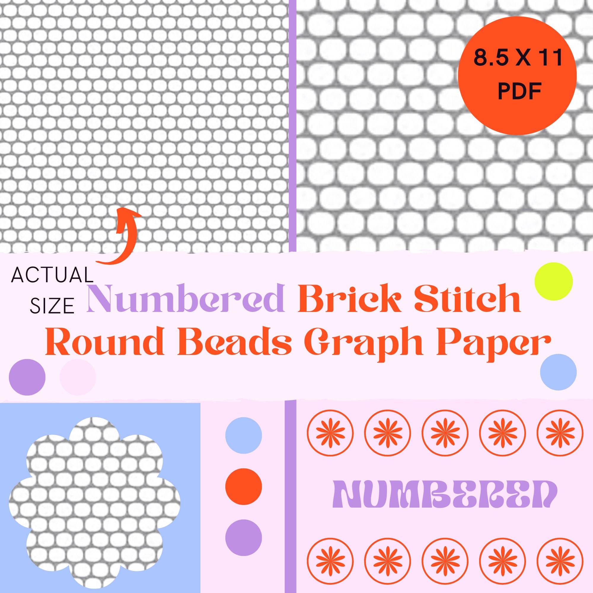 Numbered Brick Stitch Graph Paper, Earring Graph Paper, Seed Bead Graph ...