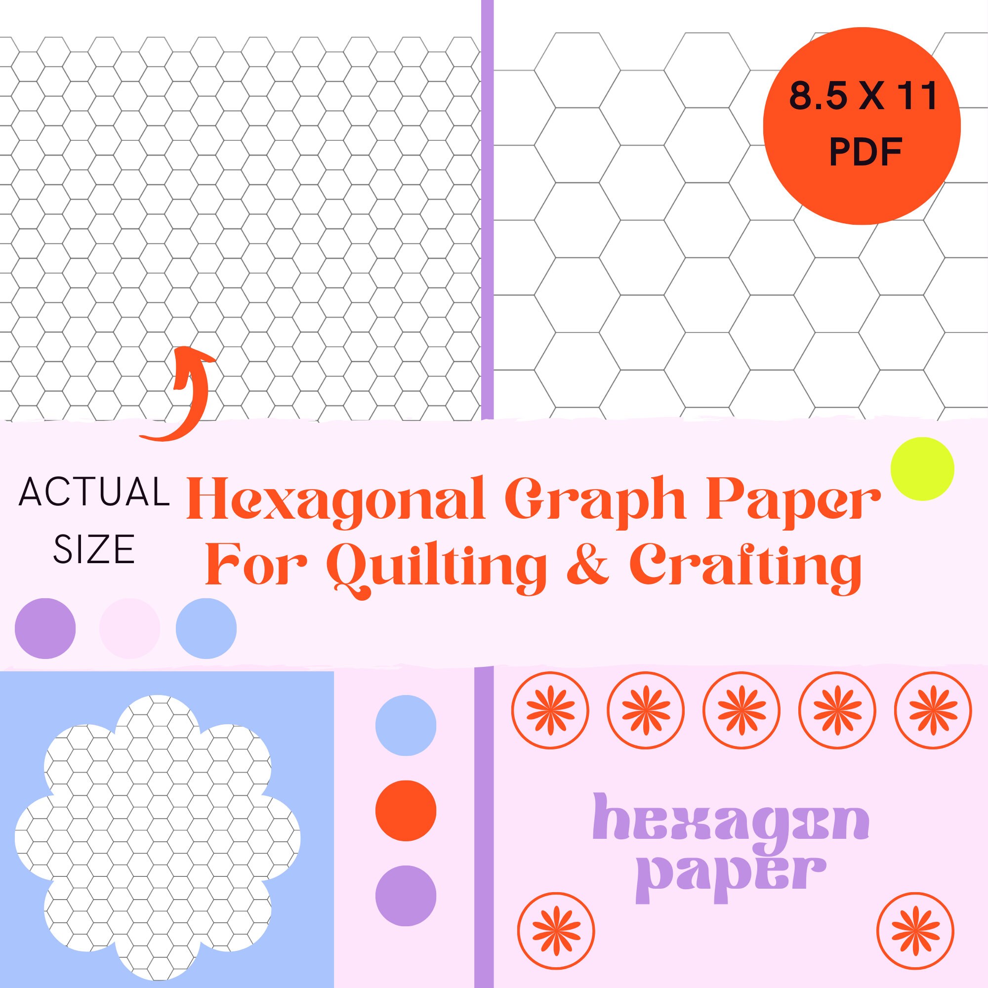 Hexagonal Graph Paper, Hexagon Paper, Quilt Pattern Sheet, Pattern ...