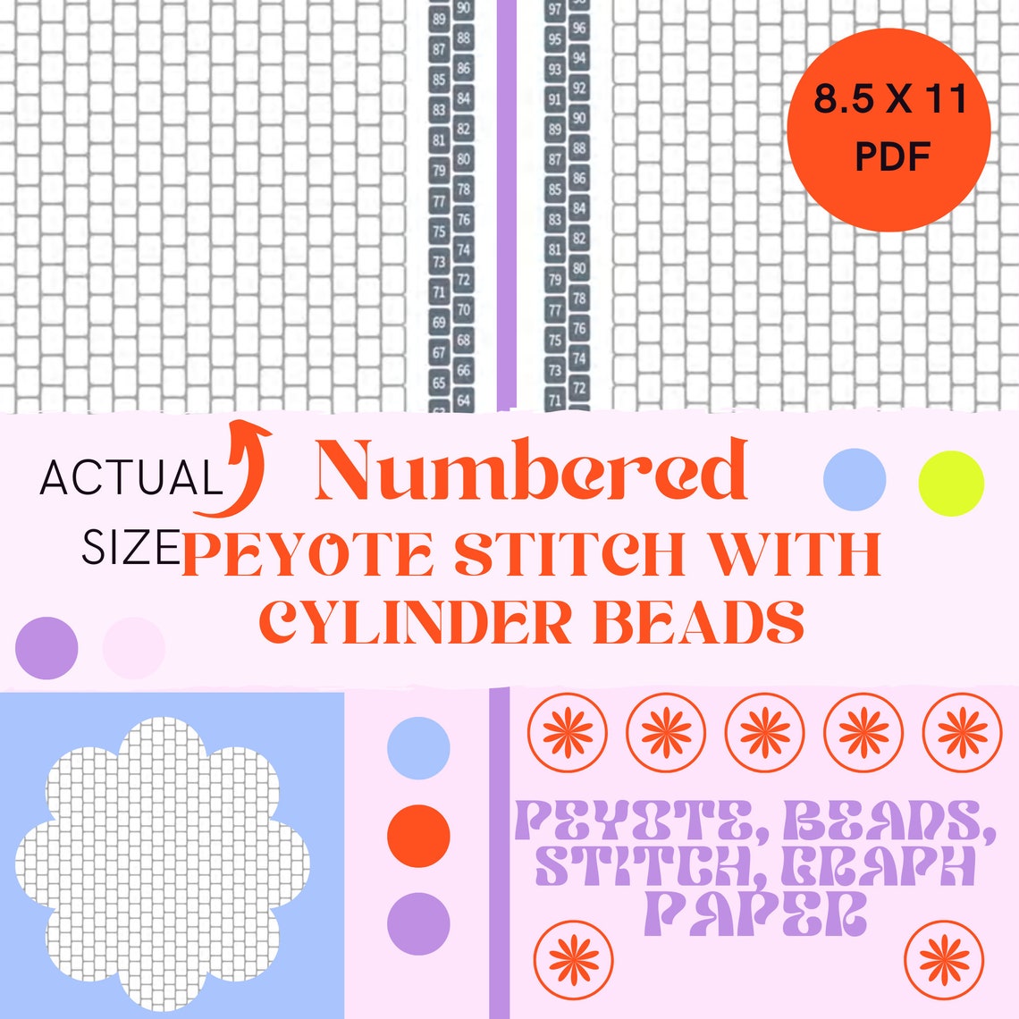 Peyote Stitch With Cylinder Beads Numbered Odd and Even Peyote Stitch ...