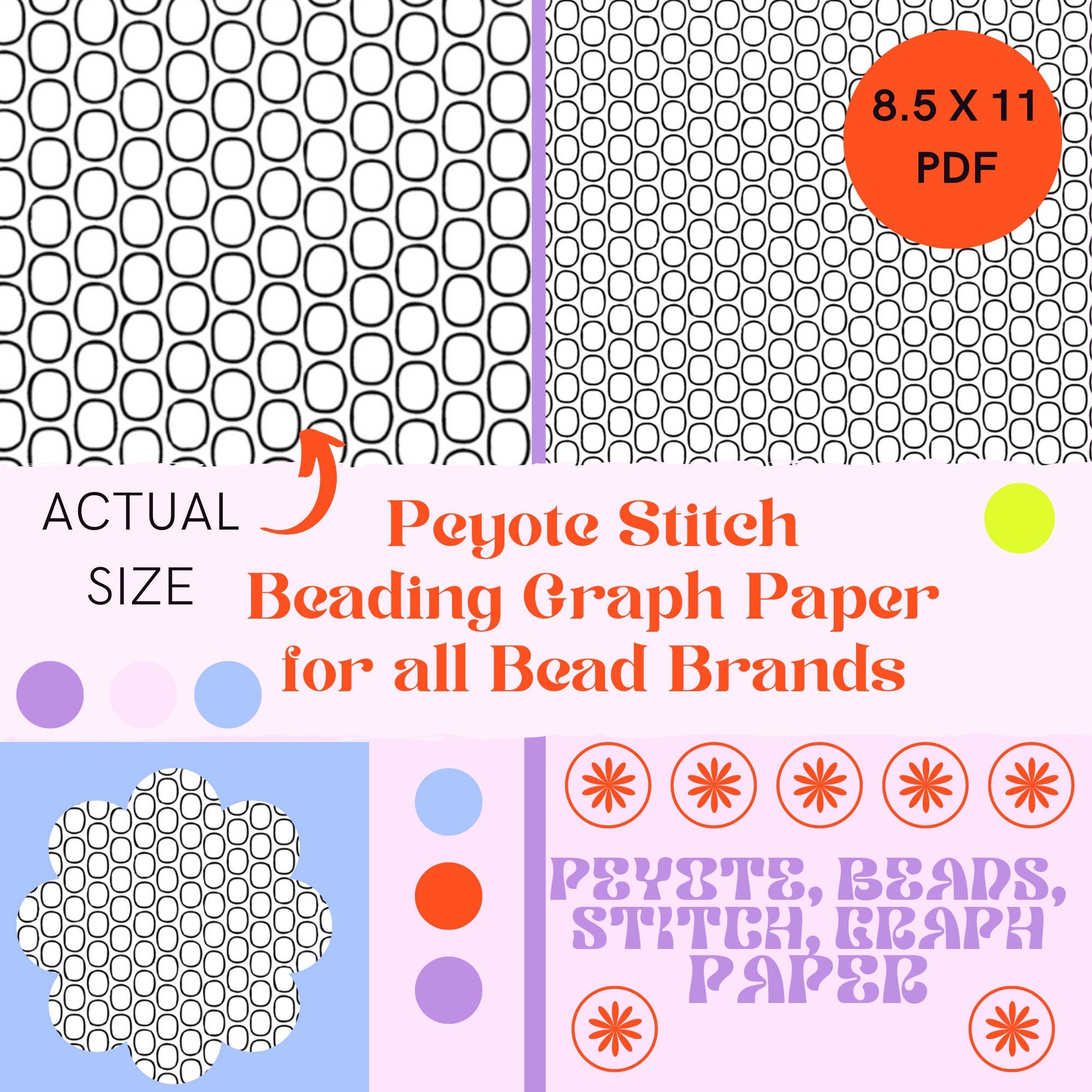 Brick Stitch Graph Paper, Earring Graph Paper, Seed Bead Graph Paper ...