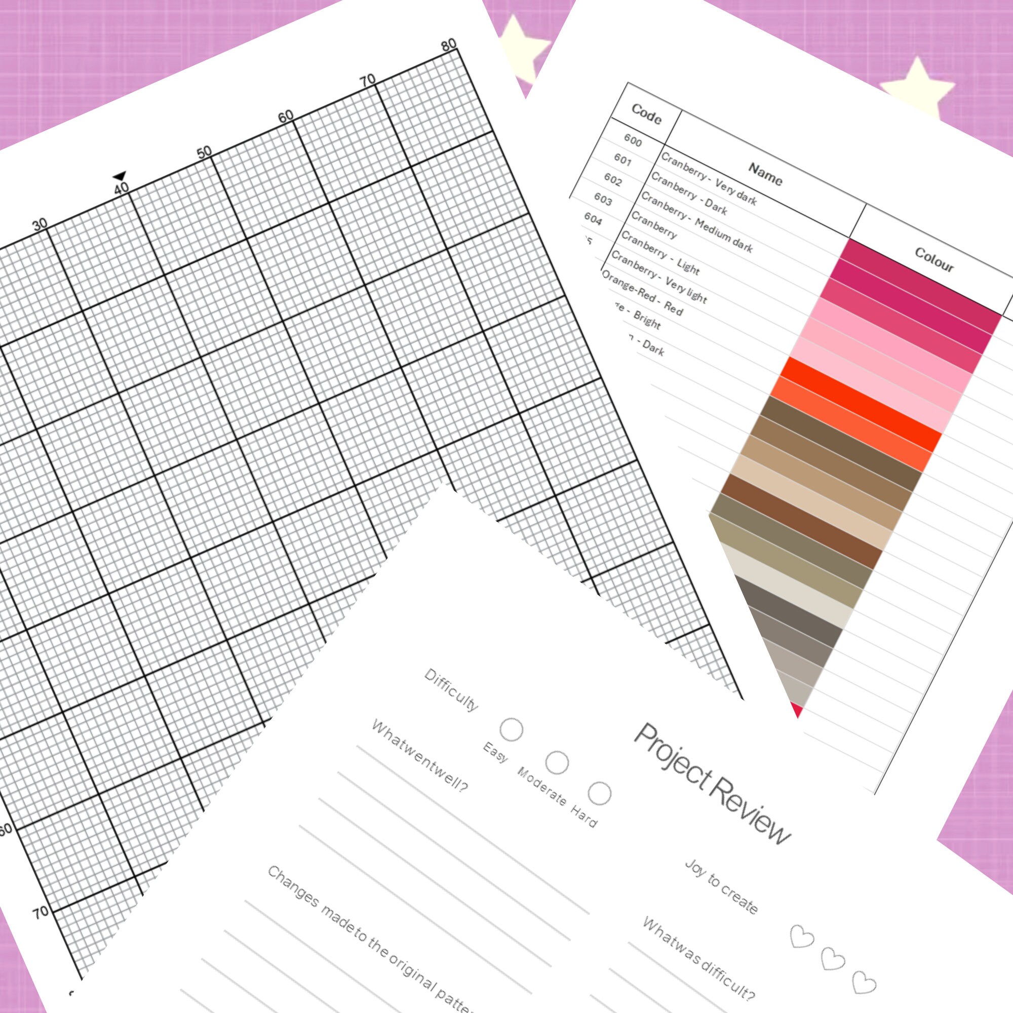 Two Full DMC Color Charts With Names and Numbers for Embroidery and ...