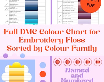 DMC Colour Chart by Number - for Embroidery Floss & Cross Stitch ...
