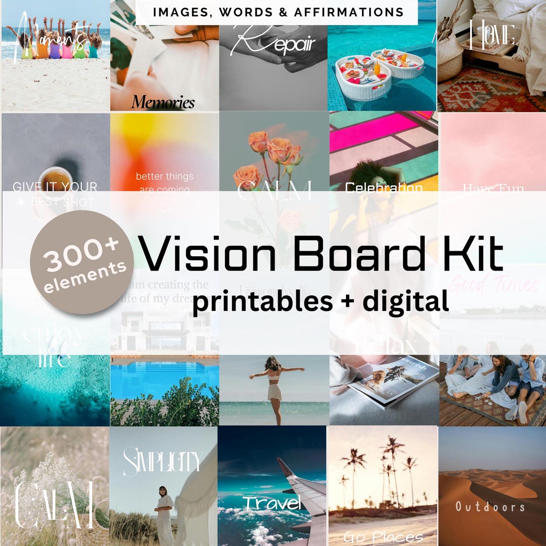 Printable Vision Board Kit | Vision Board | Vision Board Kit | 300 ...