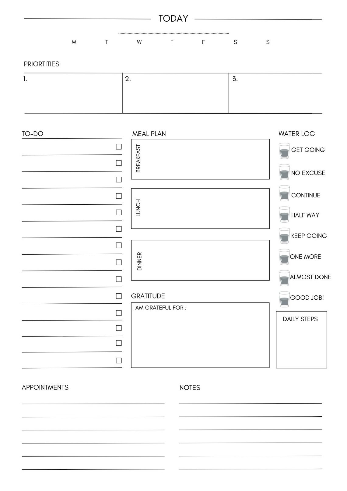 Editable Daily Journal Template | Canva Printable Daily Schedule ...