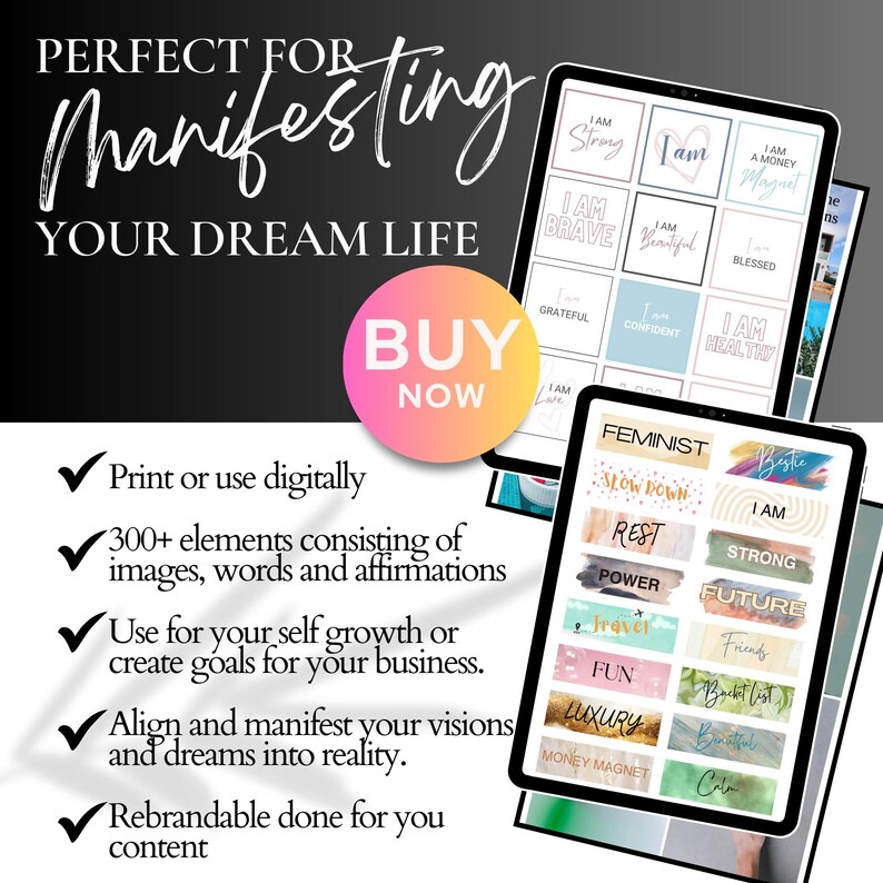 Printable Vision Board Kit | Vision Board | Vision Board Kit | 300 ...