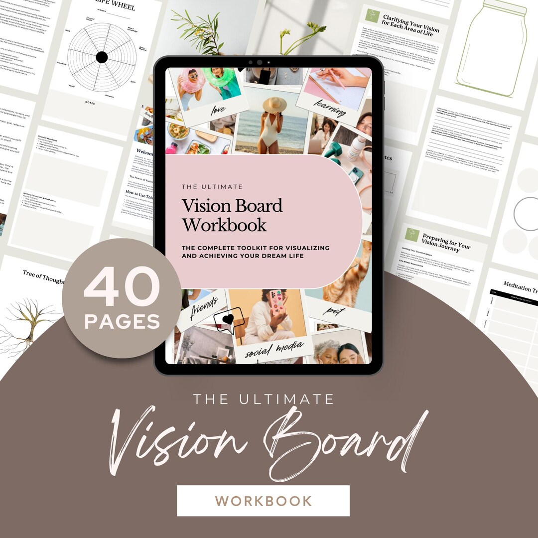 The Ultimate Printable Vision Board Workbook | Editable Canva Template ...